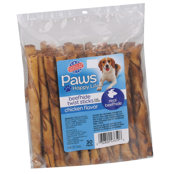Paws Happy Life Chicken Flavor Beefhide Twist Sticks | Hy-Vee Aisles ...