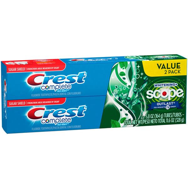 Crest Complete Multi-Benefit Whitening + Scope Outlast Mint Toothpaste ... Crest Complete Multi-Benefit Whitening + Scope Outlast Mint Toothpaste ...
