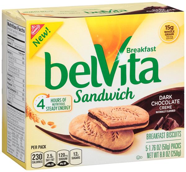 belVita Sandwich Dark Chocolate Creme Breakfast Biscuits 5Pk | Hy-Vee ...