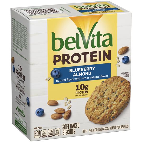 Belvita Protein Blueberry Almond Soft Baked Biscuits 4-1.76 oz. Packs ...