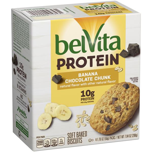 Belvita Protein Banana Chocolate Chunk Soft Baked Biscuits 4-1.76 oz ...