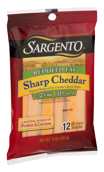 Sargento Reduced Fat Sharp Natural Cheddar Cheese Snack Sticks, 9 oz ...