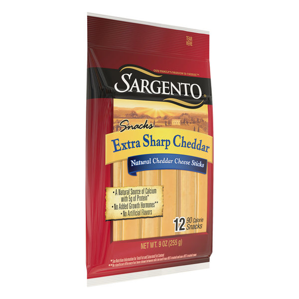 Sargento Extra Sharp Natural Cheddar Cheese Snack Sticks, 9 oz., 12 ...