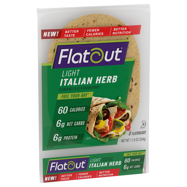 Flatout Light Italian Herb Flatbread, 8Ct | Hy-Vee Aisles Online ...