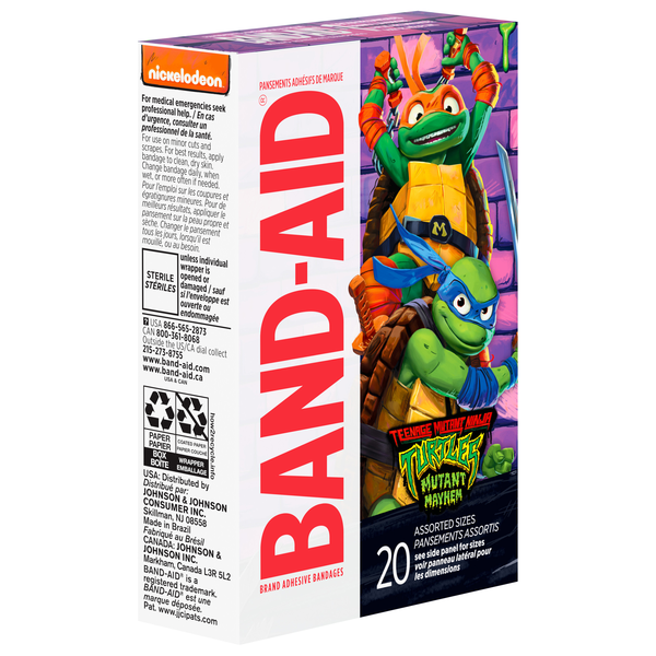 BAND-AID BRAND Adhesive Bandages featuring Nickelodeon TMNT, Assorted ...
