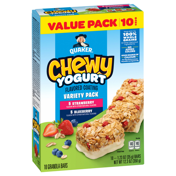 Quaker Granola Bars, Strawberry/Blueberry, Yogurt Flavored Coating ...