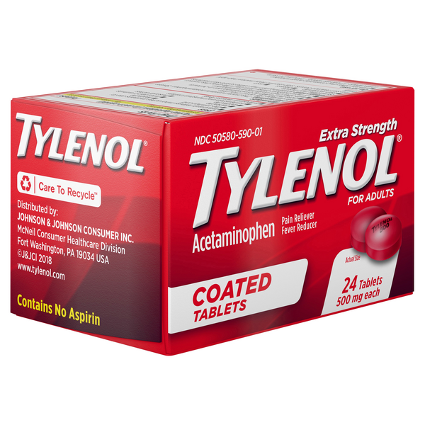 Tylenol Extra Strength Coated Tablets with Acetaminophen 500mg | Hy-Vee ...