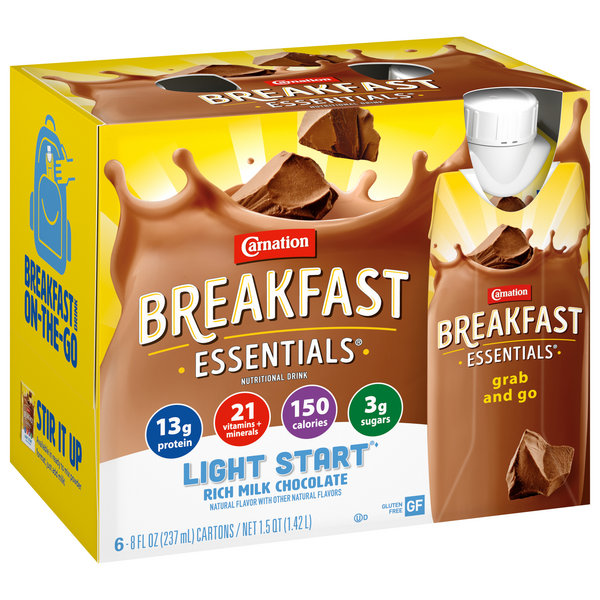 Carnation Breakfast Essentials Light Start Rich Milk Chocolate Complete ...