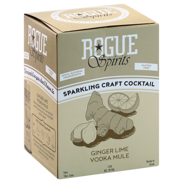 Rogue Spirits Sparkling Craft Cocktail, Ginger Lime Vodka Mule, 4Pk ...