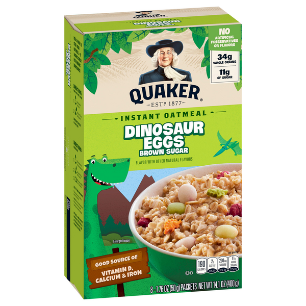 Quaker Oatmeal Dinosaur Eggs Brown Sugar Instant Oatmeal 8 Count | Hy ...