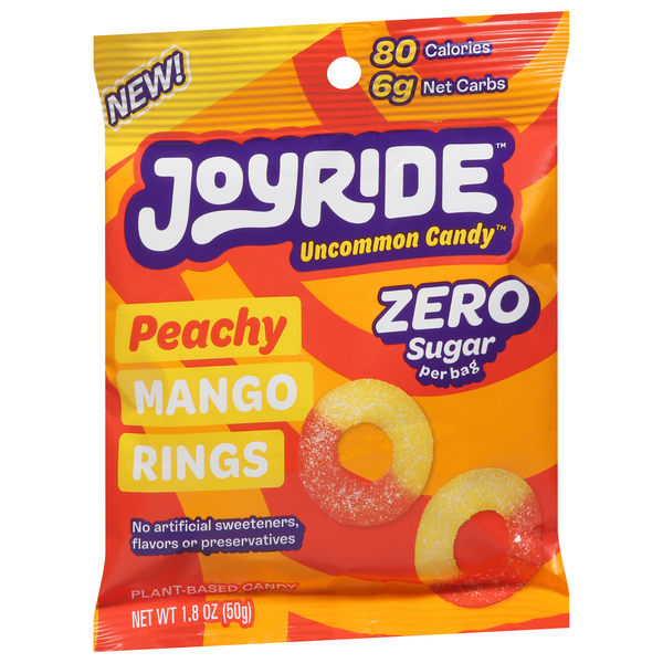 Joyride Uncommon Candy Zero Sugar Peachy Mango Rings Candy 1.8 oz | Hy ...
