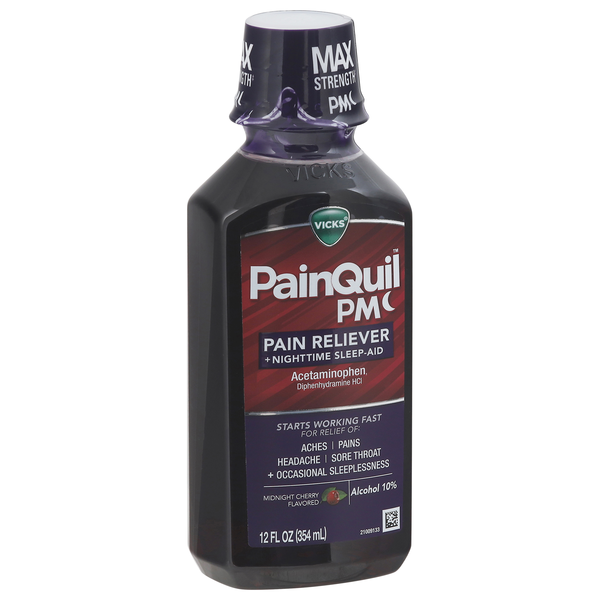 Vicks PainQuil PM Pain Reliever, + Nighttime Sleep Aid, Midnight Cherry ...