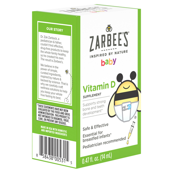 Zarbee's Baby Vitamin D Supplement, Baby Vitamin D Drops, 46% OFF