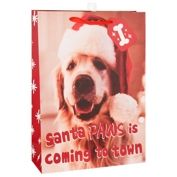 Papercraft Gift Bag, Santa Paws Is Coming to Town | Hy-Vee Aisles ...