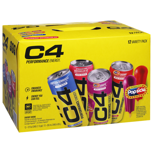 C4 Performance Energy Drink, Grape Popsicle, 12 Pack | Hy-Vee Aisles ...